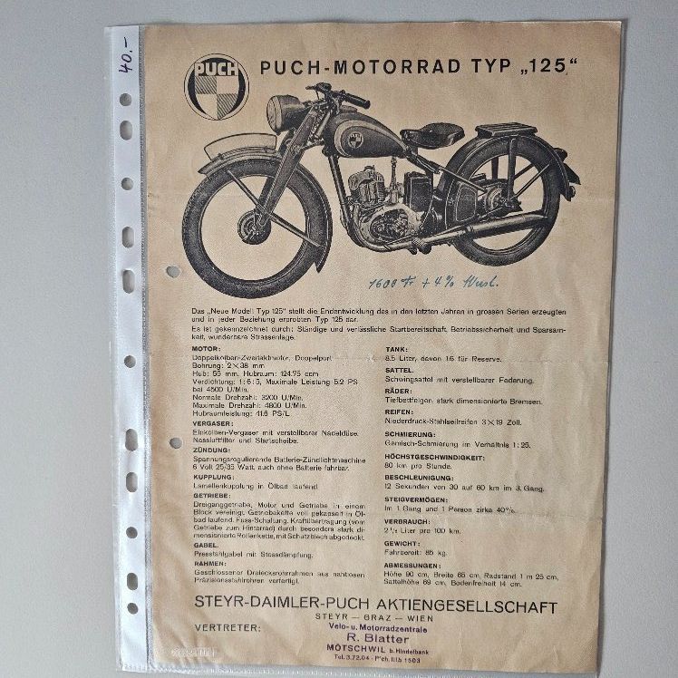 Puch Typ "125" Prospekt (Gebraucht) in Stein AG für CHF 20 – mit ...