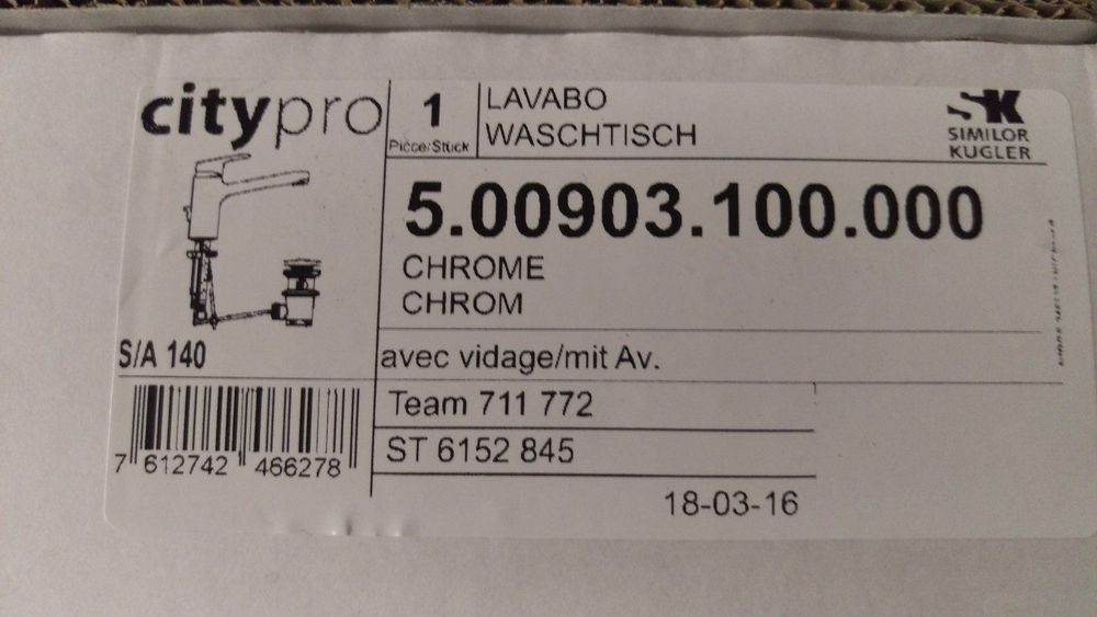 Similor mélangeur de lavabo Citypro S140 (D'occasion) à Bouveret pour ...