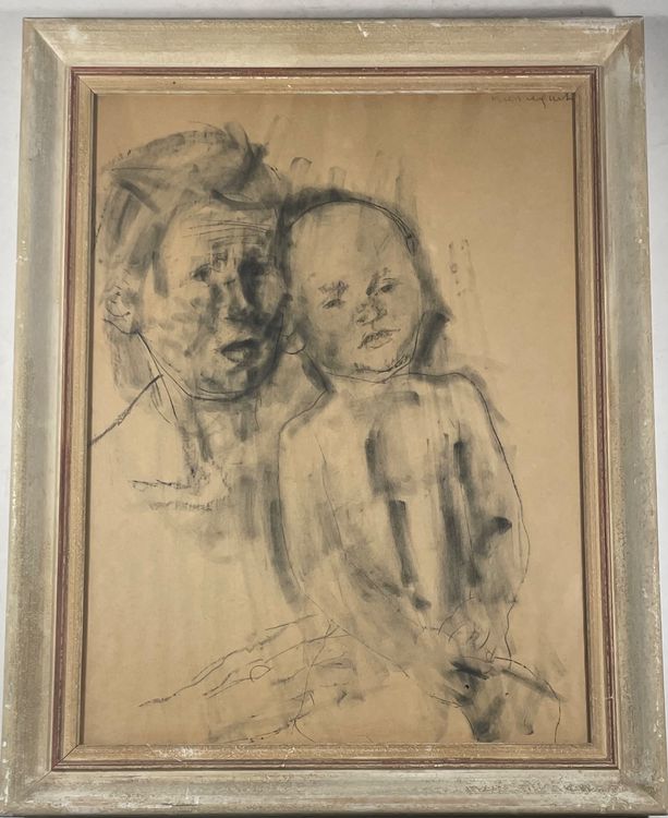 Interessante grosse Kohle Zeichnung unleserlich Signiert | Kaufen auf Ricardo