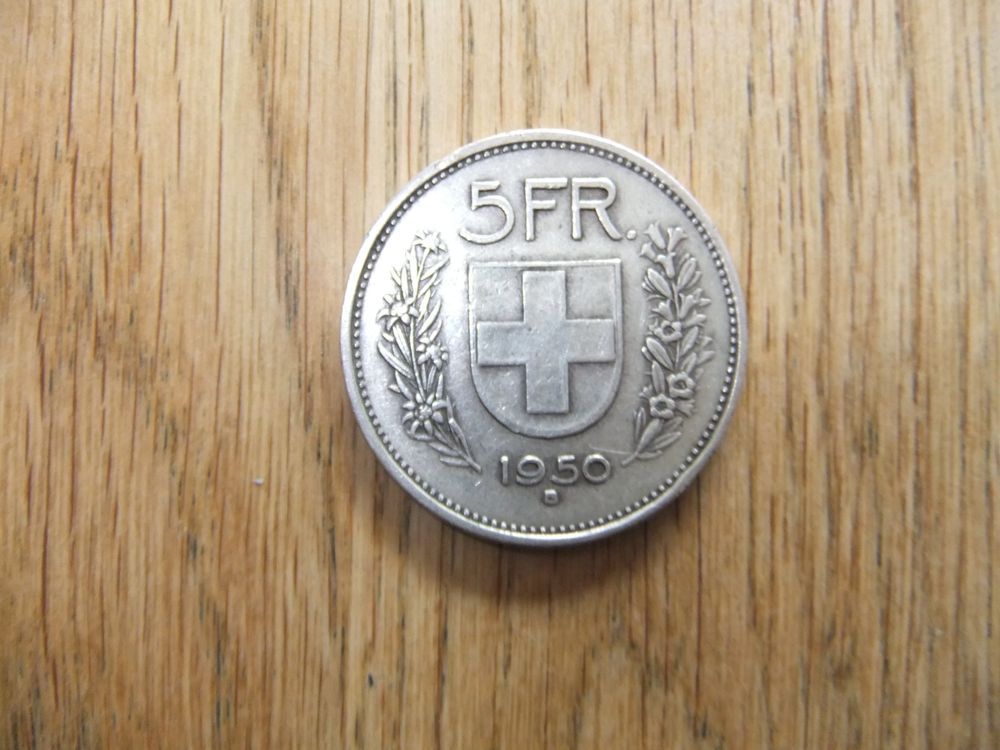 5 Franken Schweiz Helvetia 1950 (Gebraucht) in St. Niklaus VS für CHF 12 – mit Lieferung auf ...