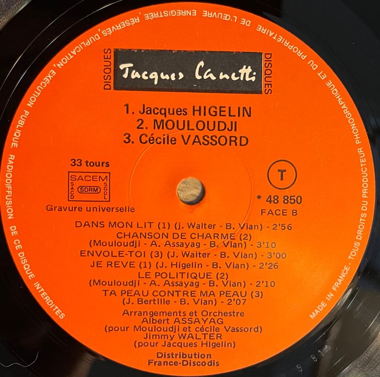 BORIS VIAN - BY MOULOUDJI, CECILE VASSORT, HIGELIN - 33 Tour (D ...