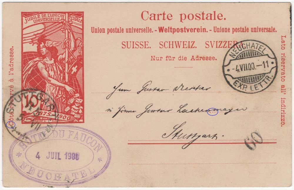 10 Rp. UPU 1900 Ganzsachen-Postkarte - Rasierklingenstempel (Gebraucht) in Eglisau für CHF 5 ...