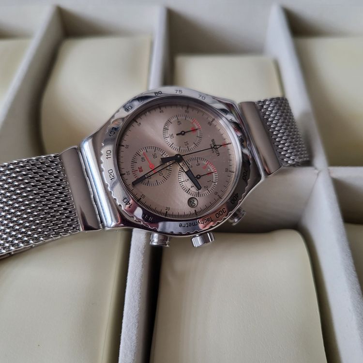 Montre Swatch SILVERISH YVS405G, chronographe, tachymètre (Neu (gemäss ...