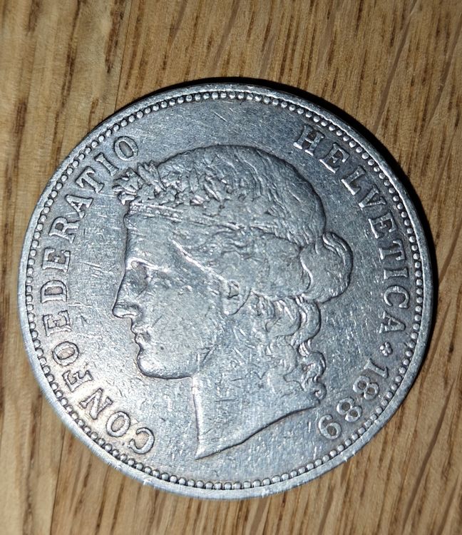 5 Franken 1889 in sehr gutem Zustand (Gebraucht) in für CHF 140 – mit ...
