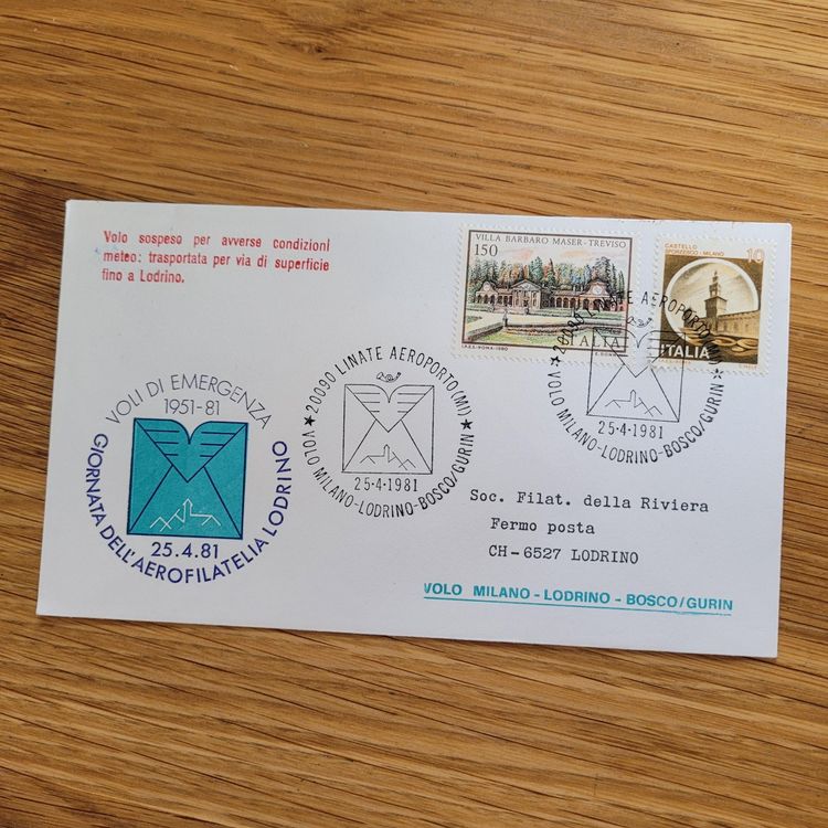 Luftpost Brief Milano Lordino Bosco 1981 (Gebraucht) in Biel/Bienne für CHF 5 – mit Lieferung ...