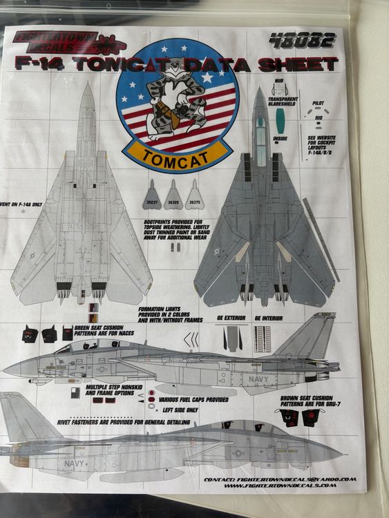 1/48 F-14 TOMCAT DATA SHEET DECALS (Gebraucht) in MÜHLEDORF/SO für CHF ...