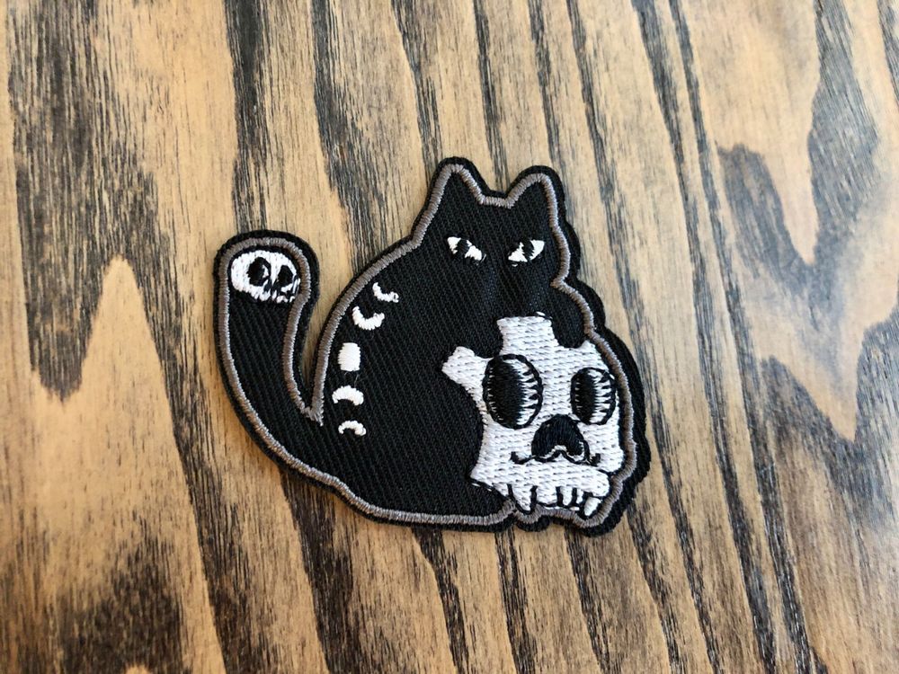 Aufnäher Patch zum Aufbügeln Katze Totenkopf (Neu und originalverpackt ...