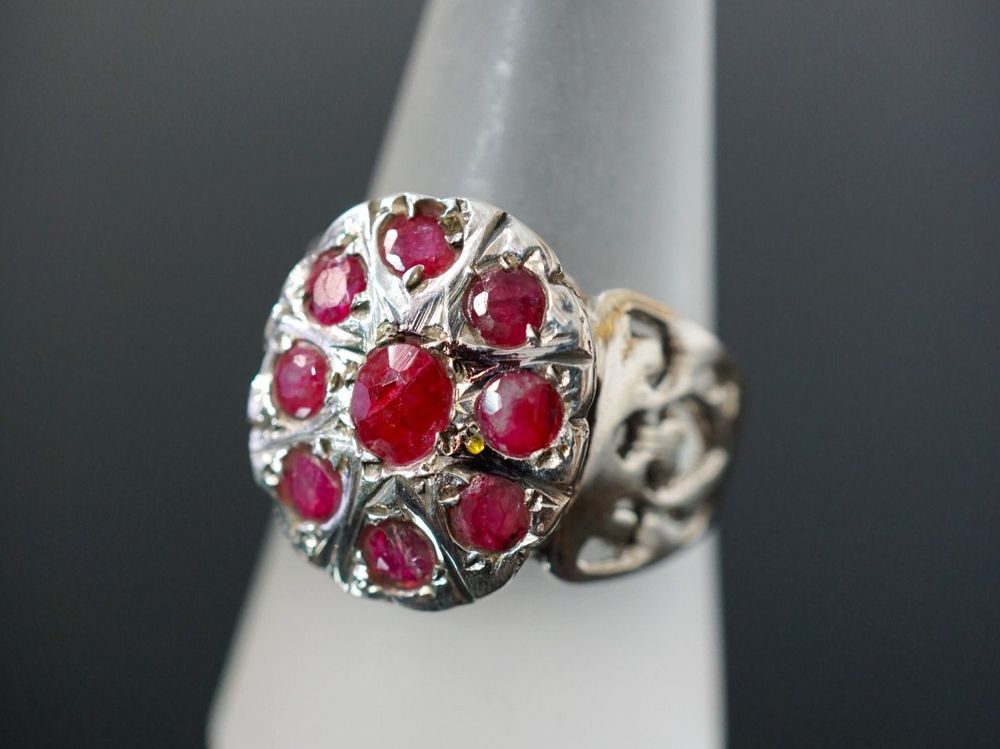 ALTER 925 SILBER RING RUBIN EDELSTEIN GEPUNZT (Gebraucht) in Vettweiß ...