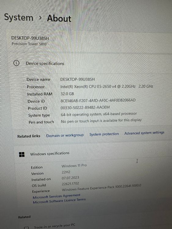 Dell Precision 5810 (XEON, 32GB Ram, 2x 512GB NVME) (Gebraucht) in ...