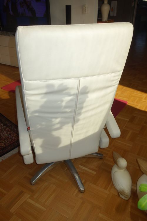 Drehsessel Relaxer Leder weiss mit Sternfuss | Kaufen auf Ricardo
