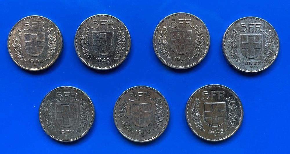 7 pièces de 5 CHF en argent (Gebraucht) in Orbe für CHF 81 – mit ...