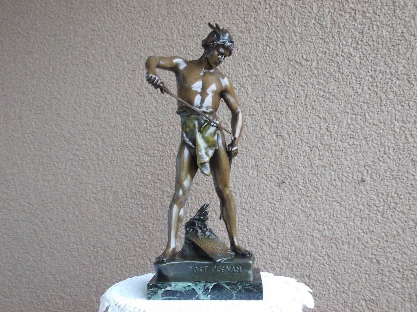 Metall Skulptur Figur*Krieger*Signiert mit Giesserei Stempel (Gebraucht ...