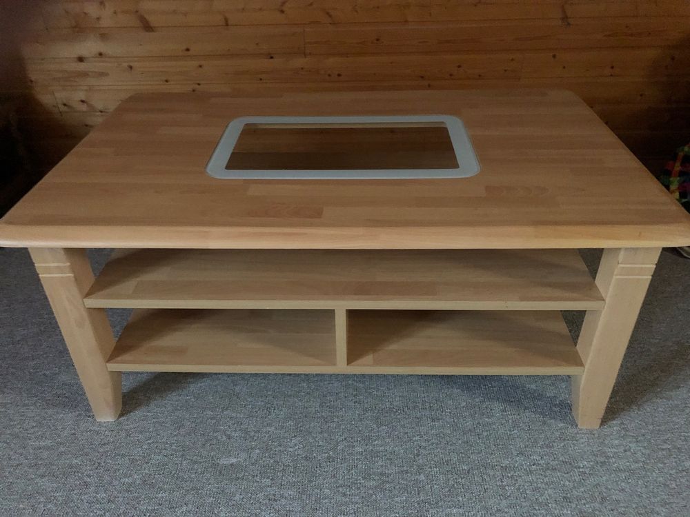 Salontisch Buchenholz mit Glaseinsatz. 68x110cm. Höhe 47cm. | Kaufen auf Ricardo