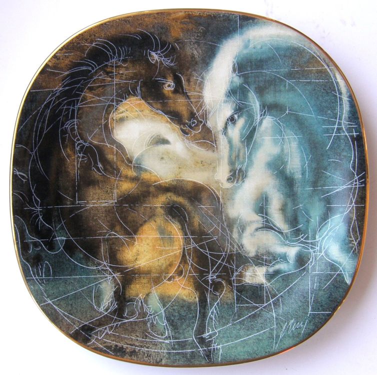 original HANS ERNI «Zwei Pferde» ROSENTHAL 1992 classic (Neu (gemäss Beschreibung)) in Lohn ...