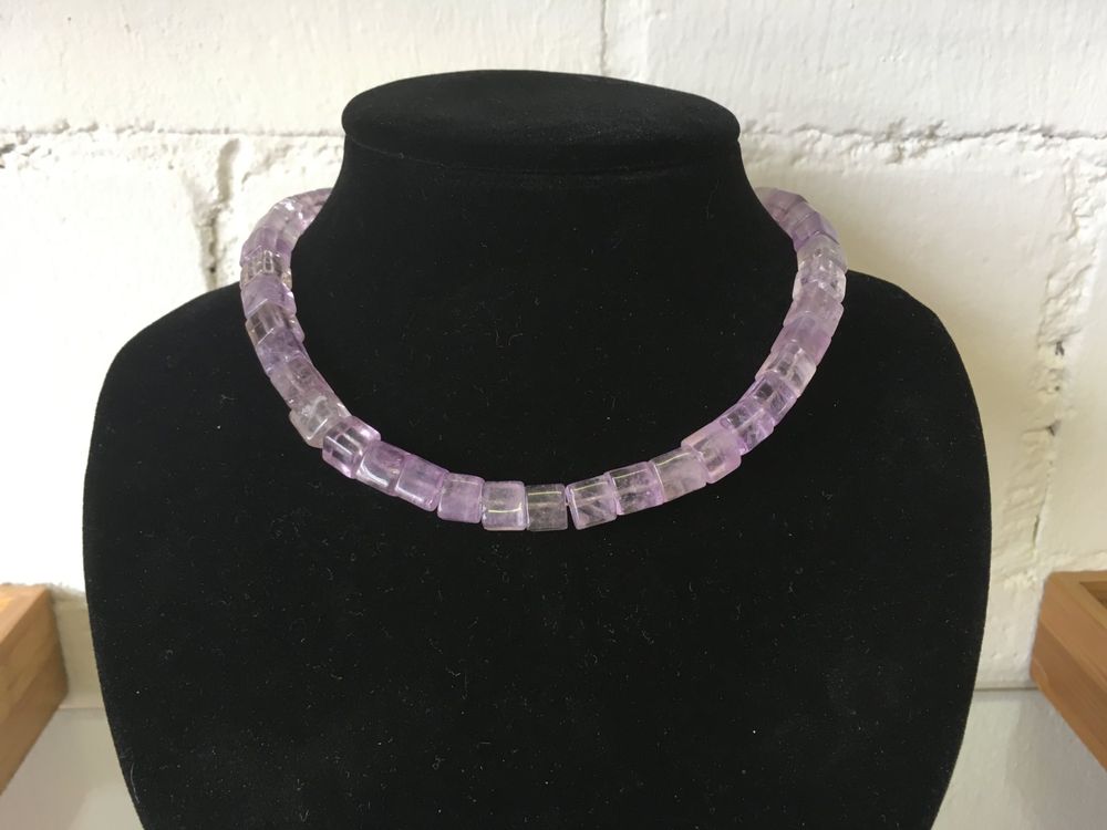 AMETHYST KETTENSTRANG WÜRFEL 8 x 8 x 8mm / LÄNGE 35,5cm (Neu und ...
