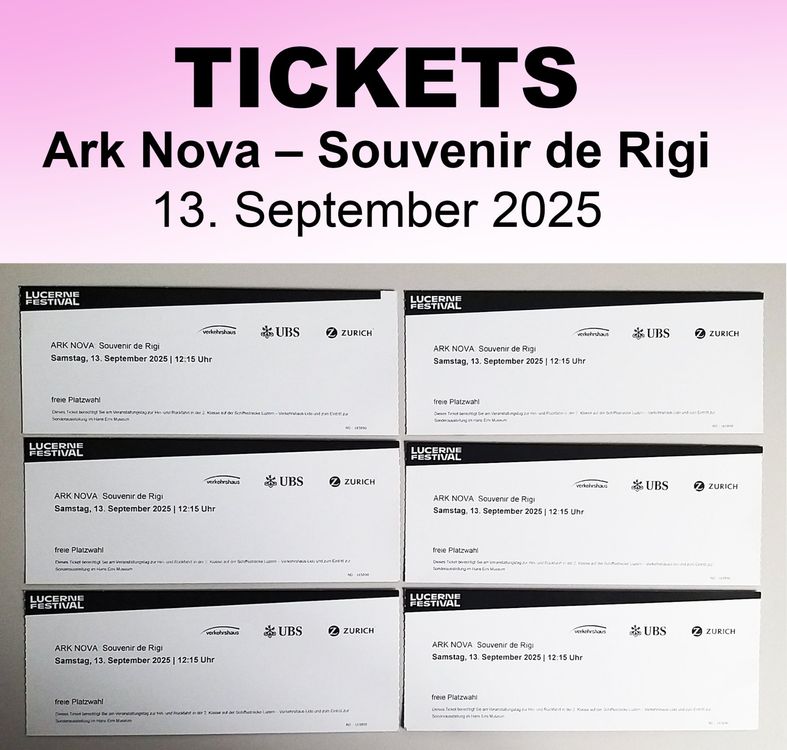 Tickets 13.9. Ark Nova Luzern Klassik Konzert Ticket KKL (Neu und originalverpackt) in Bellach ...
