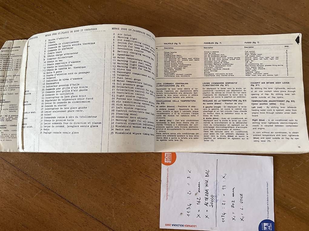 Original Maserati Merak (AM122) Owner's Manual Complete (Gebraucht) in ...