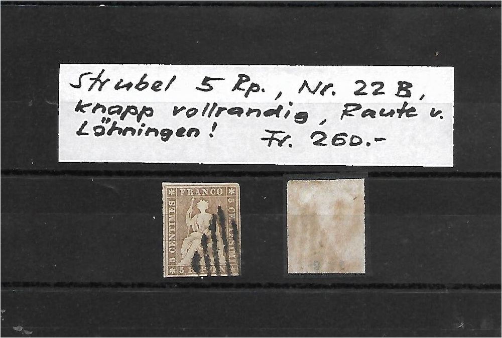 Strubel 1854 : 5 Rp. Z. Nr. 22B (Gebraucht) in Reinach BL für CHF 6 ...