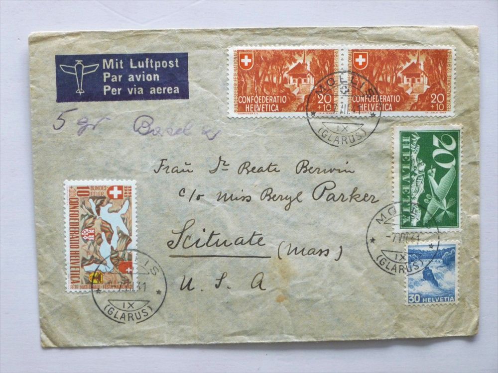 Flugpost - Brief 1941 - MOLLIS > USA - MiF (Gebraucht) in Uster für CHF 6.5 – mit Lieferung auf ...