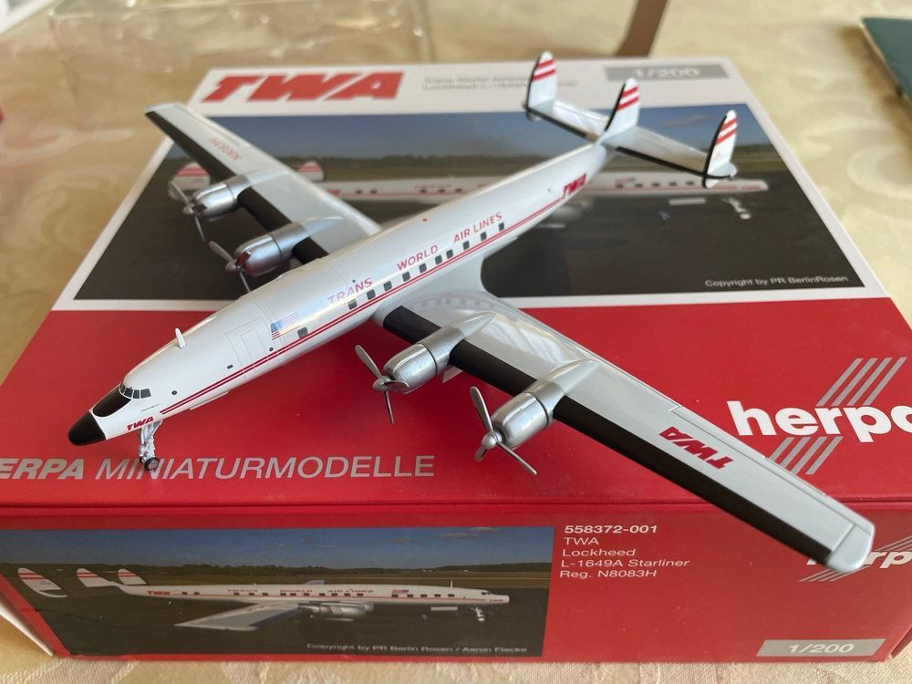 Lockheed L-1649A Starliner TWA Metallmodell 1:200 NEU | Kaufen auf Ricardo