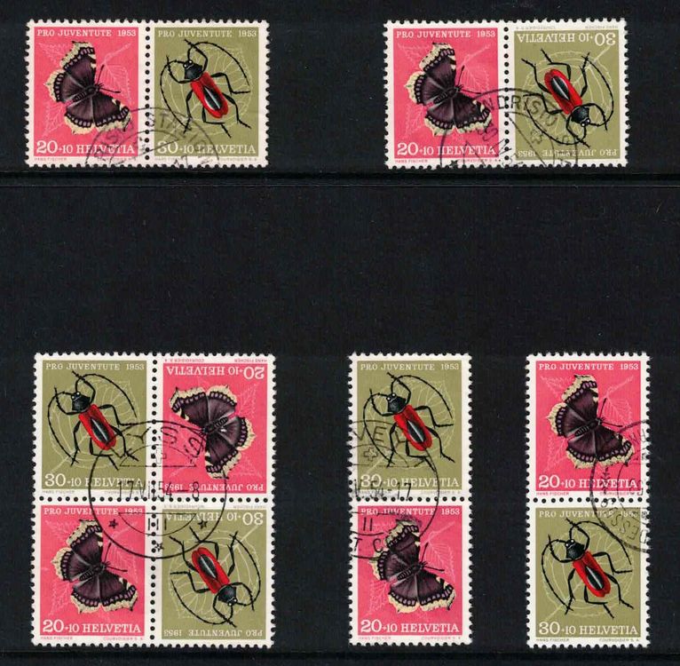 1953 PJ Alle Kombinationen aus Bogen ʘ, Kat.460.- (Neu (gemäss Beschreibung)) in Nuglar für CHF ...