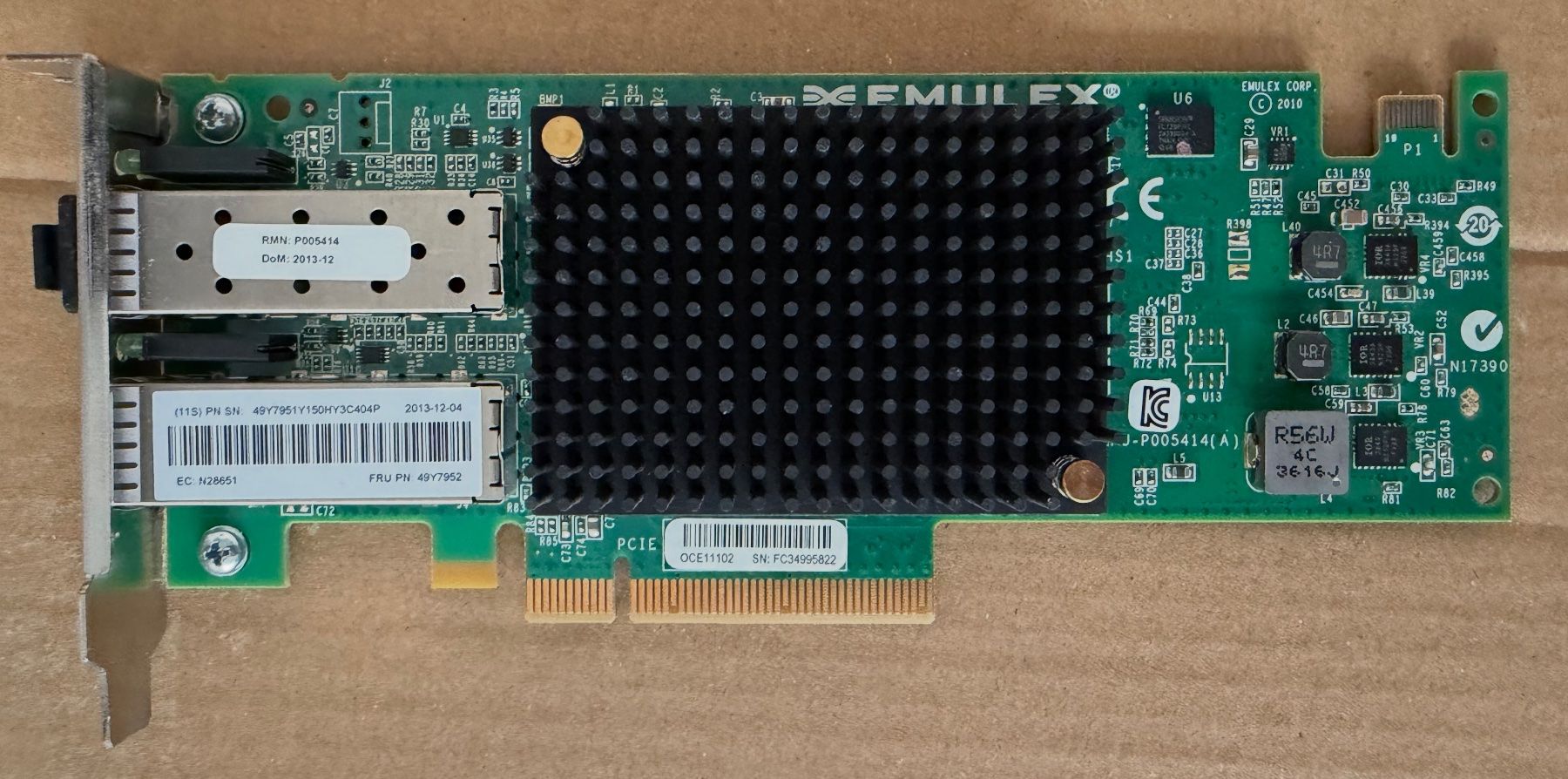 zB für Synology: 10Gbit-Karte, Emulex IBM dual SFP+ halb-PCI (Gebraucht ...