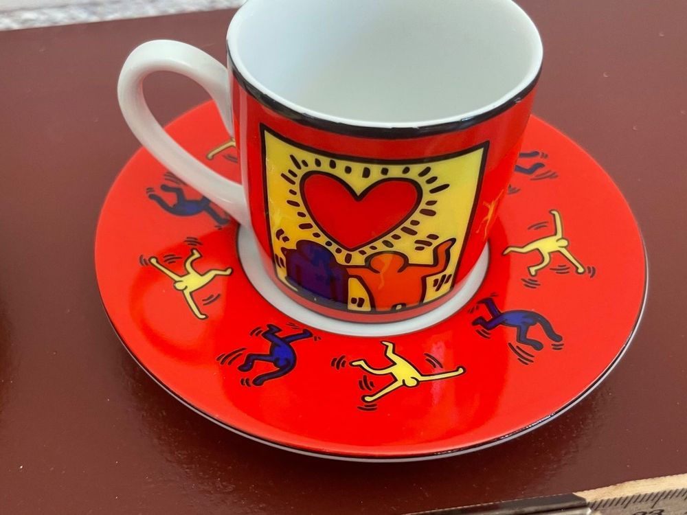 2 Keith Haring Espressotassen mit Untertassen, Top Zustand! (Neu ...