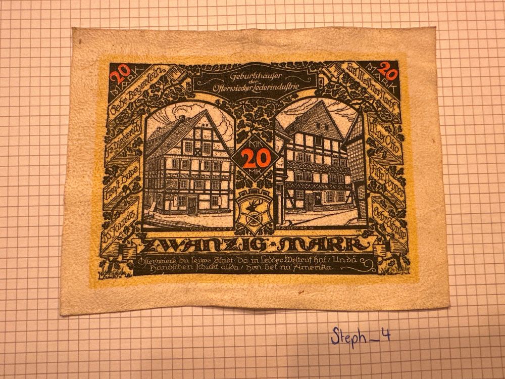 Billet en cuir 20 Mark – Goslar am Harz – Leder-Notgeld rare (Gebraucht ...