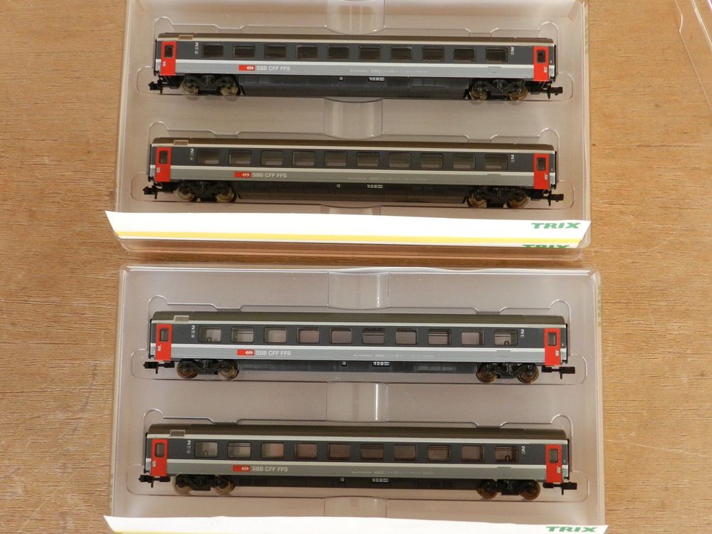 Minitrix Spur N 4x Personenwagen 2Kl. der SBB (Neu (gemäss Beschreibung ...