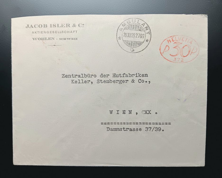 Geschäftsbrief mit Bahnstempel nach WIEN 1929 | Kaufen auf Ricardo