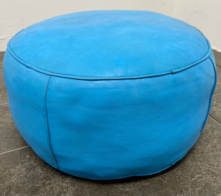 80 Jahre Design Hocker Pouf Baby Blau Leder | Kaufen auf Ricardo