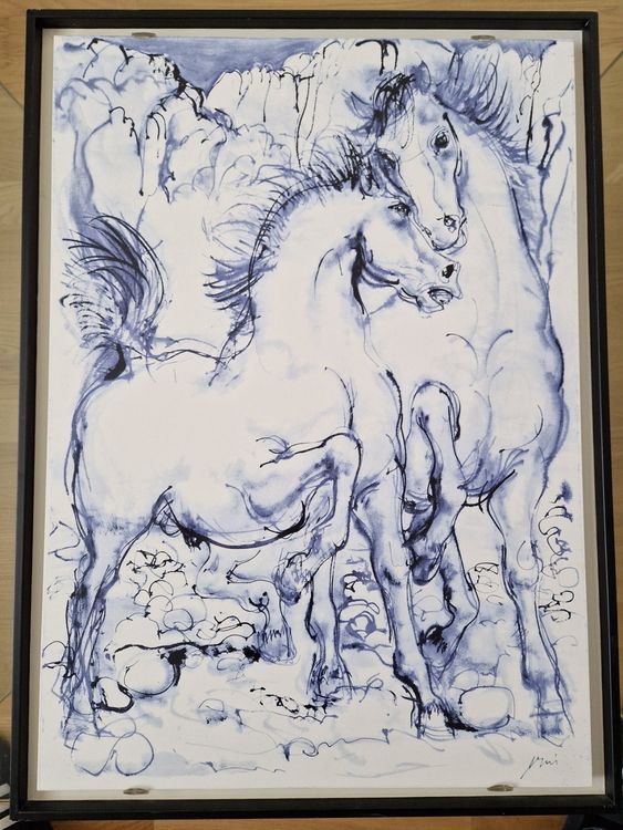 Hans Erni Céramique "Pferdepaar in blau" Nr. 272 | Kaufen auf Ricardo