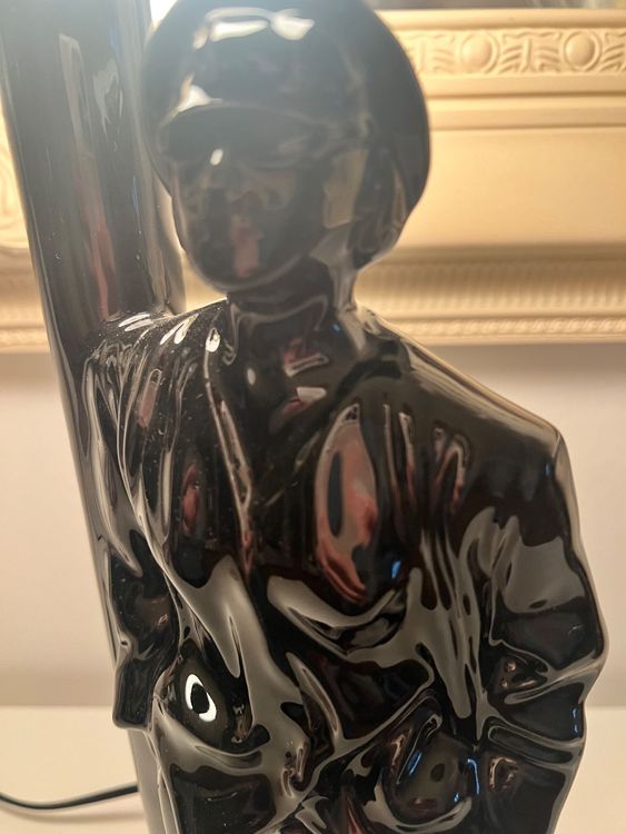Schwarze Art Deco Lampe, 80er Keramik, Frauen Lamp (Gebraucht) in ...
