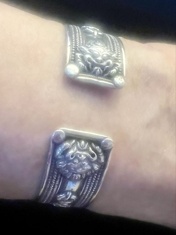 Beau Bracelet Jonc Tibétain Argent Massif 925 Mantras 70s (Neu (gemäss ...