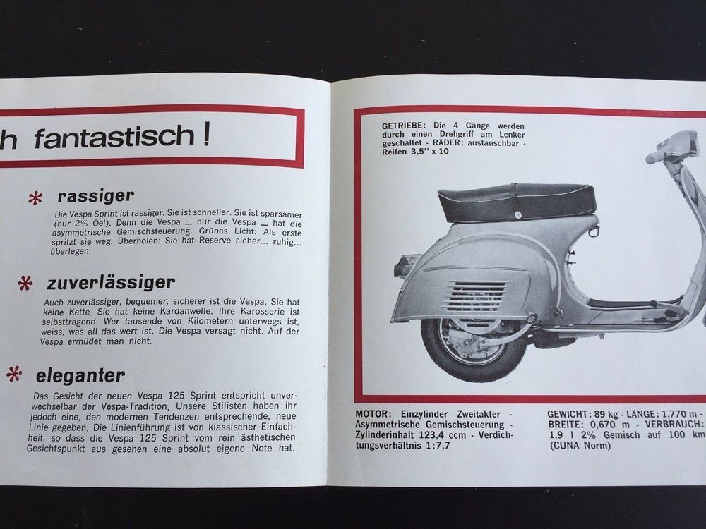 Vespa 125 Sprint Piaggio Prospekt 1966 | Kaufen auf Ricardo