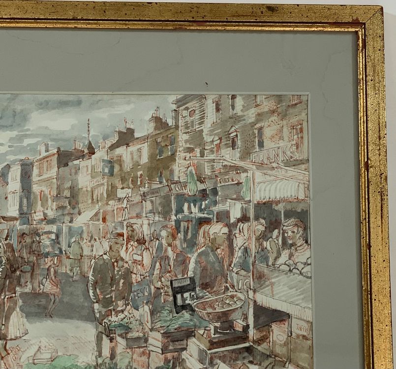 Marktszene Aquarell unleserlich Signiert | Kaufen auf Ricardo