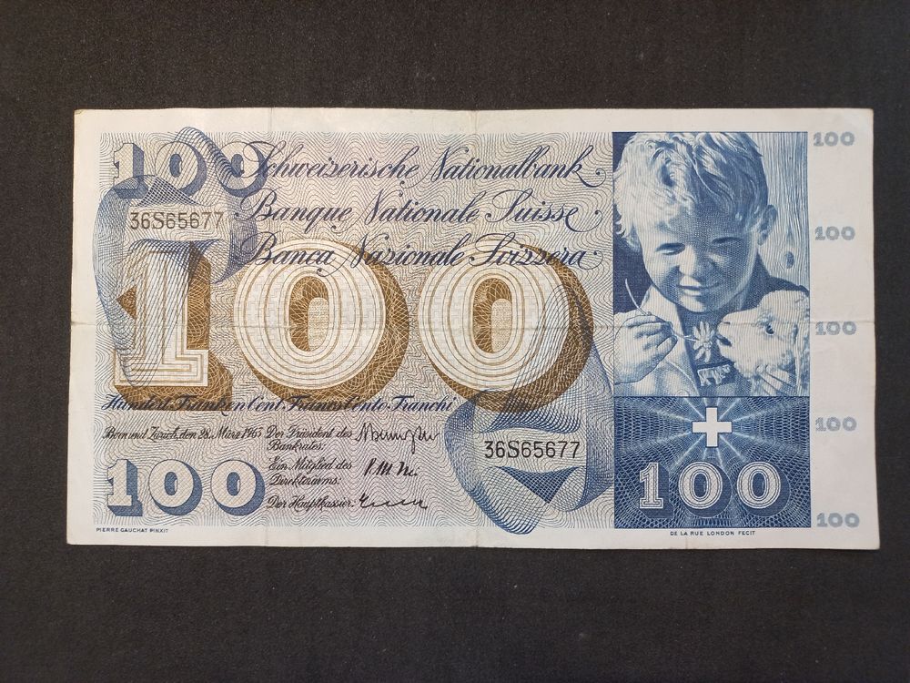 Alte 100 Franken Note, Schweizer Nationalbank, Jahrgang 1963 | Kaufen ...