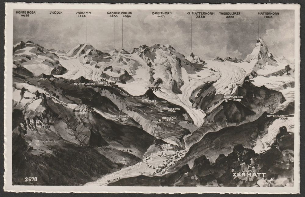 AK VS: ungel., Vogelschau Region ZERMATT, Matterhorn etc. (Gebraucht) in Basel für CHF 4 – mit ...