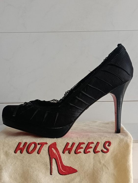 Escarpins Hot Heels 42 talon 12cm plateau 2cm satin noir | Kaufen auf ...