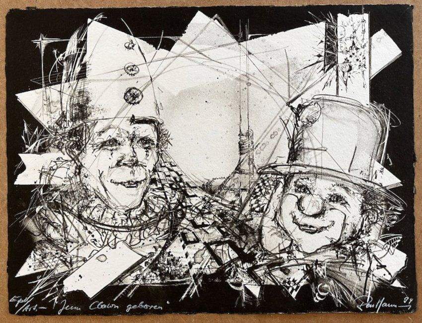 Lithografie zum Clown geboren von René Käsermann (ID b361) (Gebraucht) in Gelterfingen für CHF ...