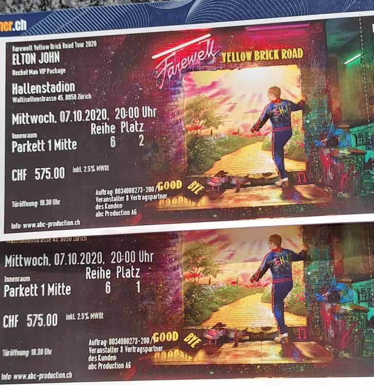 VIP-Package Tickets Elton John, 02. Juli 2023 | Kaufen auf Ricardo