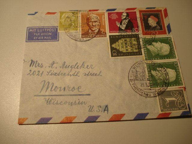 Flugbrief Deutschland - USA, Reich frankiert 1959 (Gebraucht) in ...