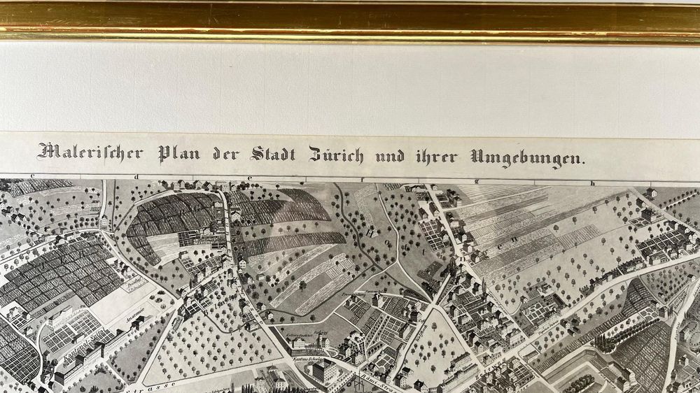 Grosse Ansicht der Stadt ZÜRICH aus der Vogelperspektive. | Kaufen auf Ricardo