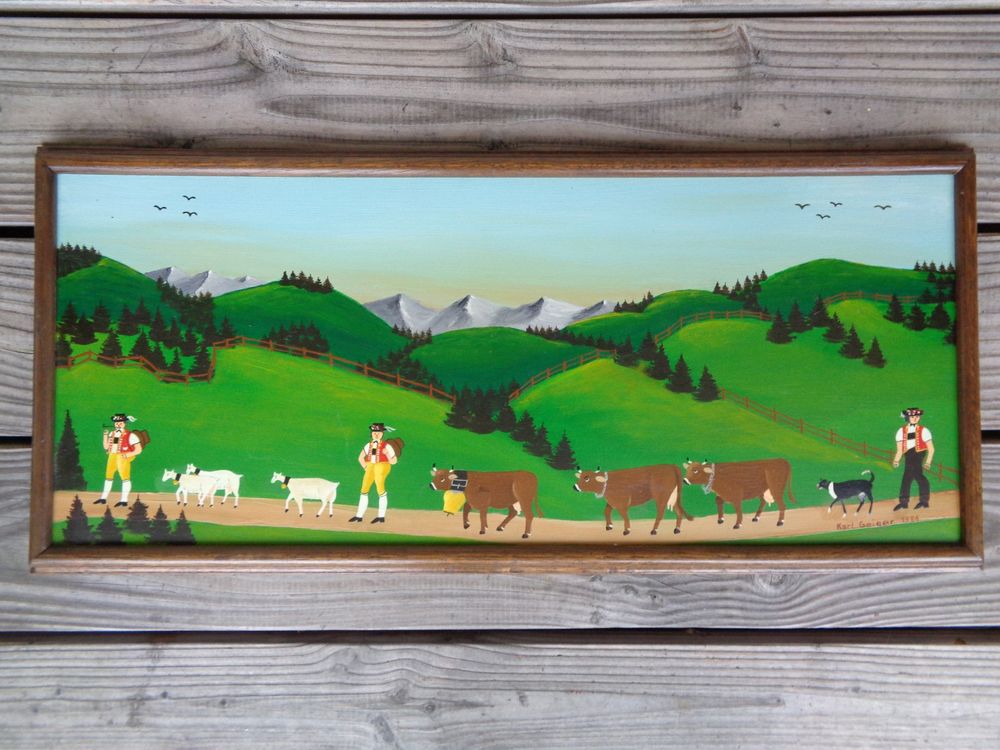 APPENZELLER ALPAUFZUG SIGNIERT BAUERNMALEREI NAIVE MALEREI (Gebraucht) in Henggart für CHF 75 ...