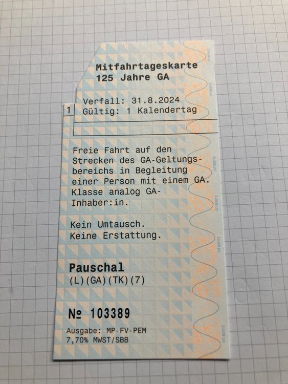 Mitfahrtageskarte GA SBB | Kaufen auf Ricardo
