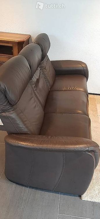 3er Leder Sofa braun Verstellbar / Liegen | Kaufen auf Ricardo