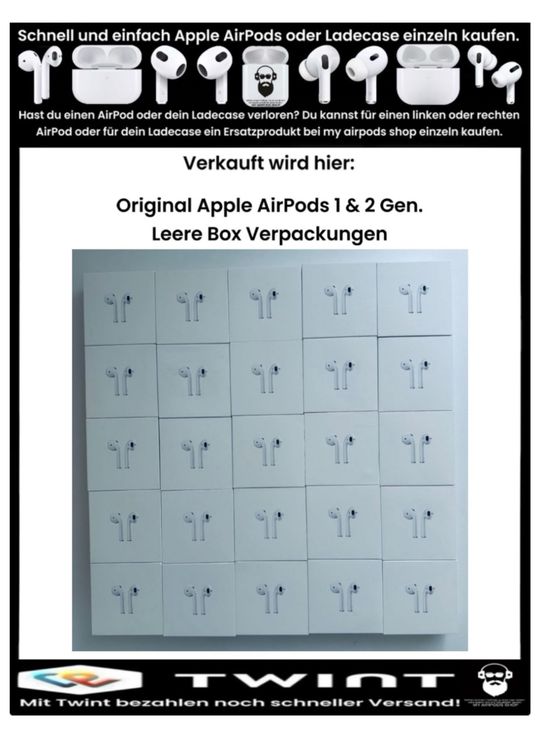 Original Apple AirPods 1 & 2 Gen. Leere Box Verpackungen (Gebraucht) in ...