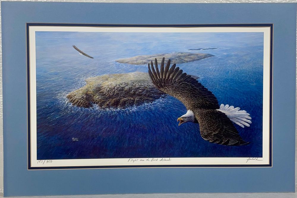 Ed Newbold Flug über die Vogelinseln Litho. Handsigniert (Gebraucht) in ...