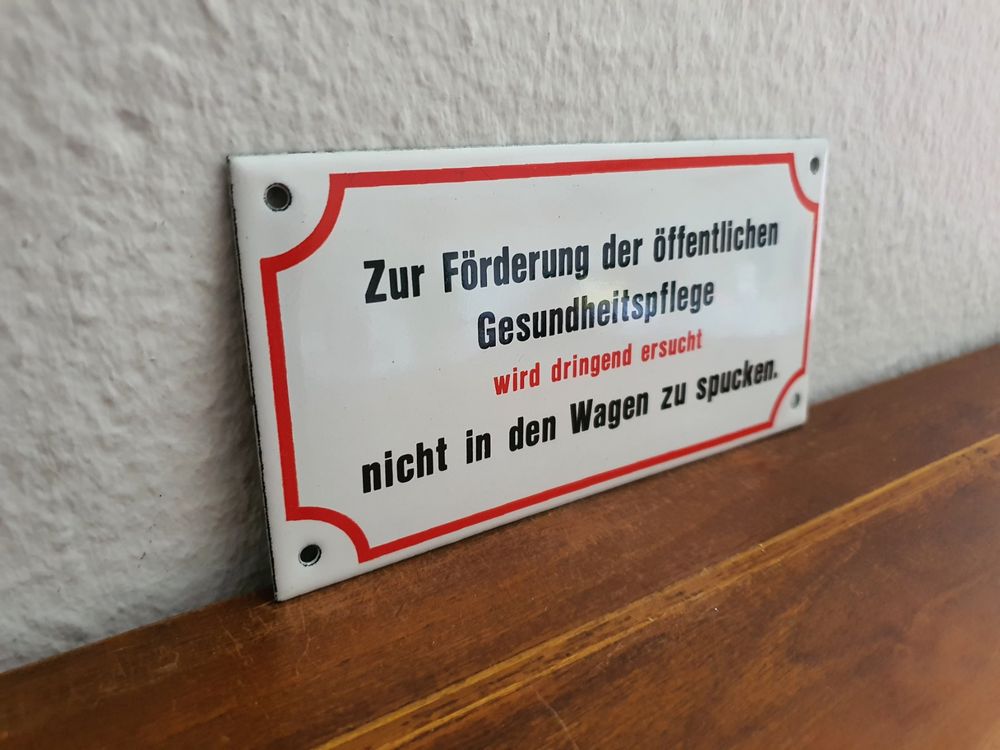 Emailschild Verboten spucken Bahn Zug Tram Emaille Schild | Kaufen auf Ricardo