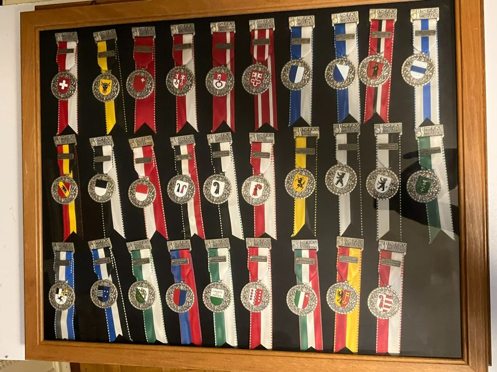 29 Medaillen FKV Kegeln Schweiz Kantonswappen gerahmt (Gebraucht) in ...